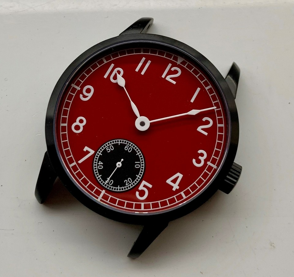 MARINE DIAL ETA 6498-1 D= 38.2mm RED / BLACK ENAMEL UNITAS 6498 - NEW ...