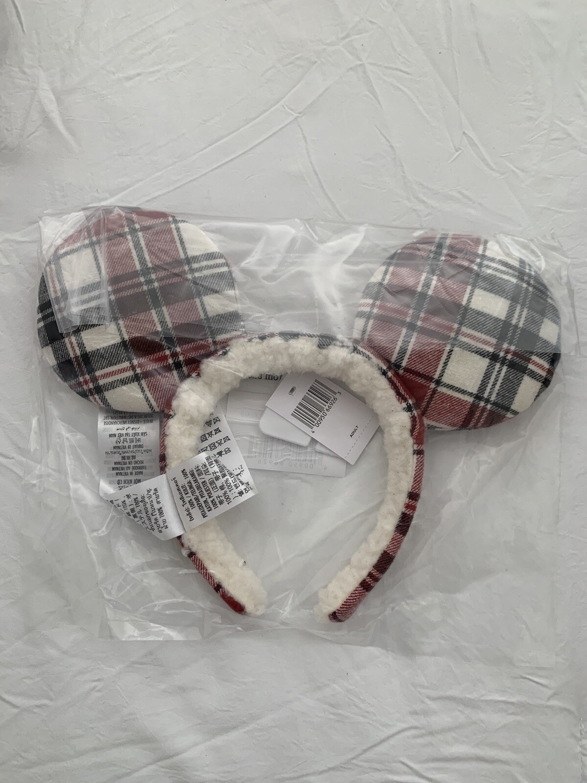 Disney Parks Mickey Mouse Ears Christmas Holiday Joy Plaid Sherpa ...