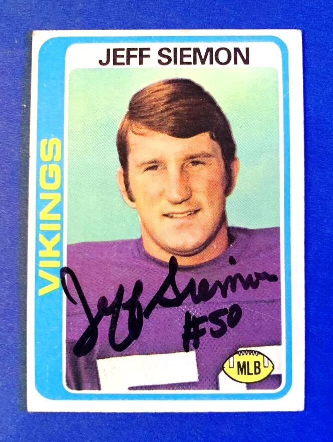 JEFF SIEMON Minnesota Vikings 1978 Topps AUTOGRAPH / SIGNED Football ...