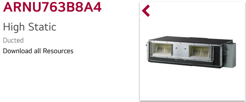 LG HVAC ARNU763B8A4 Multi V High Static Ducted - 76,400 BTU/h Indoor ...