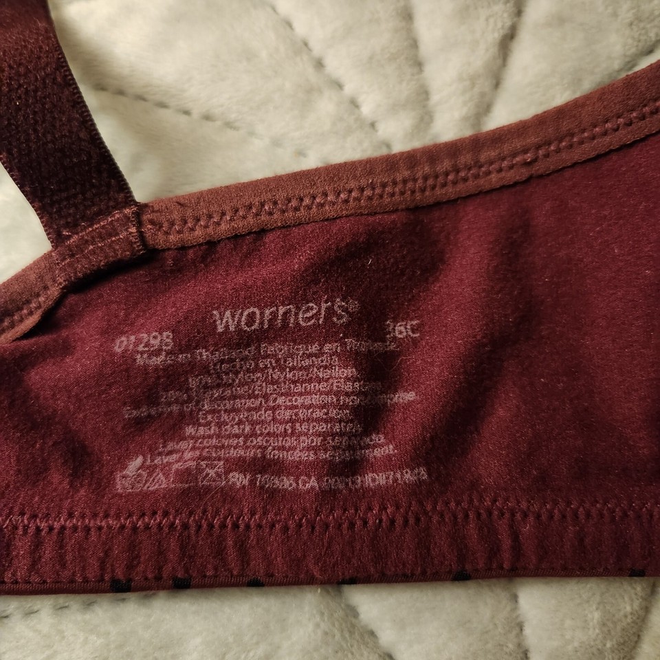 Warners Bra Womens Size 36C Black Polka Dot Wire Free Molded Cup ...