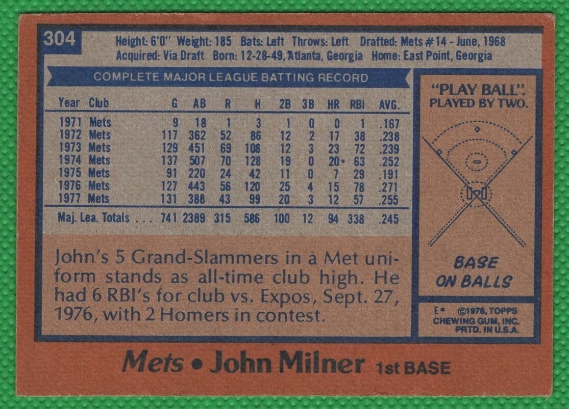 1978 Topps - #304 John Milner for sale online | eBay