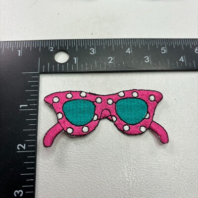 Wild & Crazy Funky Shades SUNGLASSES Patch (pink w/ white polka dots ...