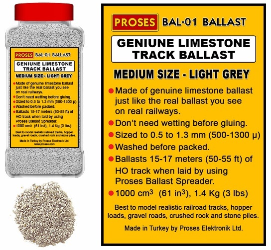 Proses BAL-01 Light Grey Genuine Limestone Model Railway Ballast 1.4Kg ...