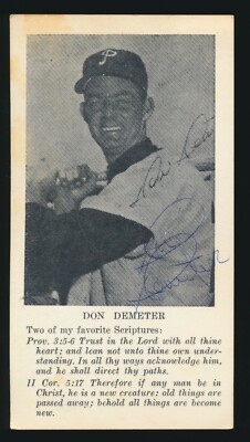 1960's Postcard Sized Christian Card -DON DEMETER (Phillies) *Autograph ...