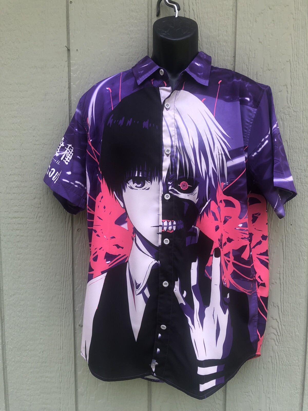 Tokyo Ghoul Split Ken Kaneki Button Down Shirt Size L… - Gem