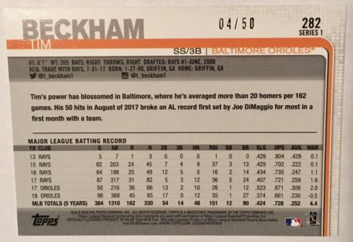 Tim Beckham 2019 Topps Series 1 Fathers Day SSP 04/50 Mariners/Orioles ...