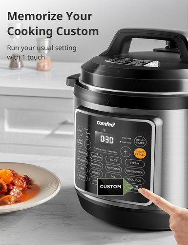 COMFEE’ Pressure Cooker 8 Quart with 16 Cooking Functions, Olla de ...