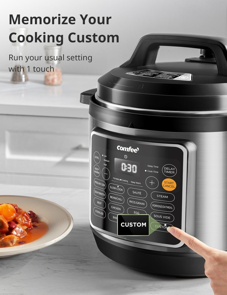 COMFEE’ Pressure Cooker 8 Quart with 16 Cooking Functions, Olla de ...