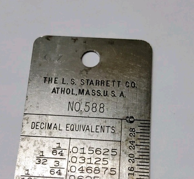 Vintage L.S. Starrett No. 588 6" Steel Ruler Machinist Tools USA | eBay