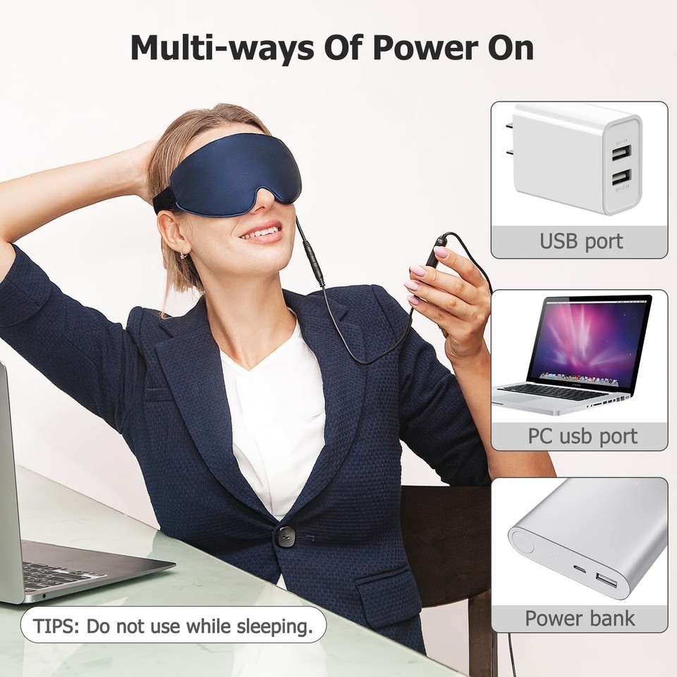 Heated Eye Mask, USB Heated Eye Mask with Temperature and Timer Control ...