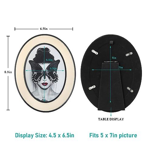 Oval 5 x 7 Picture Frames Black Modern 5 by 7 Picture Frame with High ...