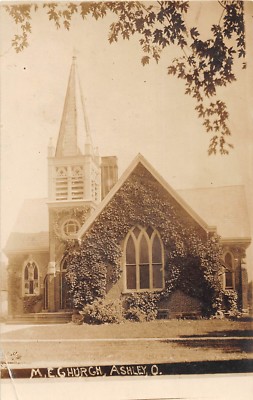E40/ Ashley Ohio Real Photo RPPC Postcard c1910 M.E. Church Building | eBay