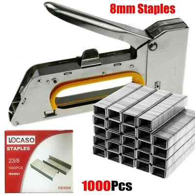 1000pc Pack Heavy Duty 8mm Staples Staple Gun Tacker Upholstery Pins ...