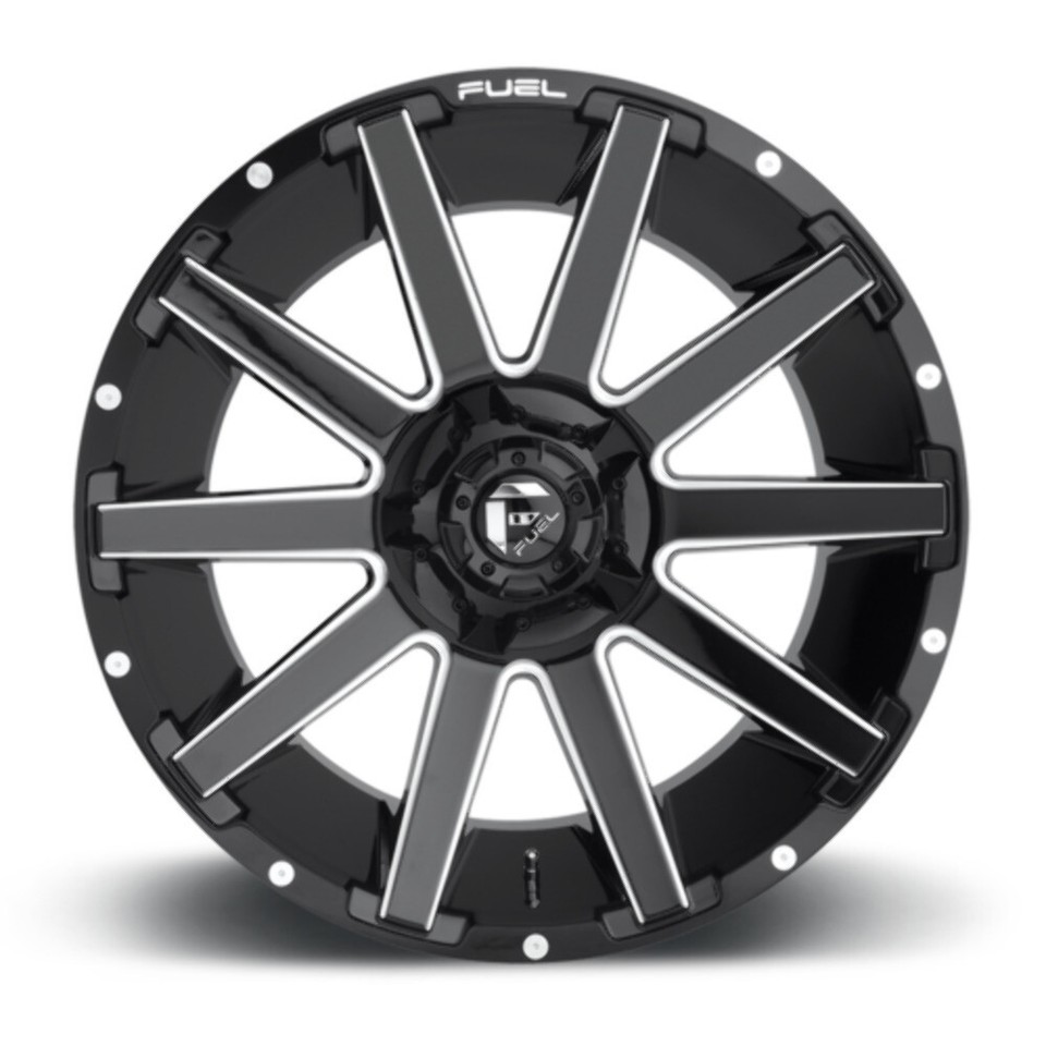 Set 4 20" Fuel D615 Contra 20x9 8x170 20mm Wheels Gloss Black Milled ...