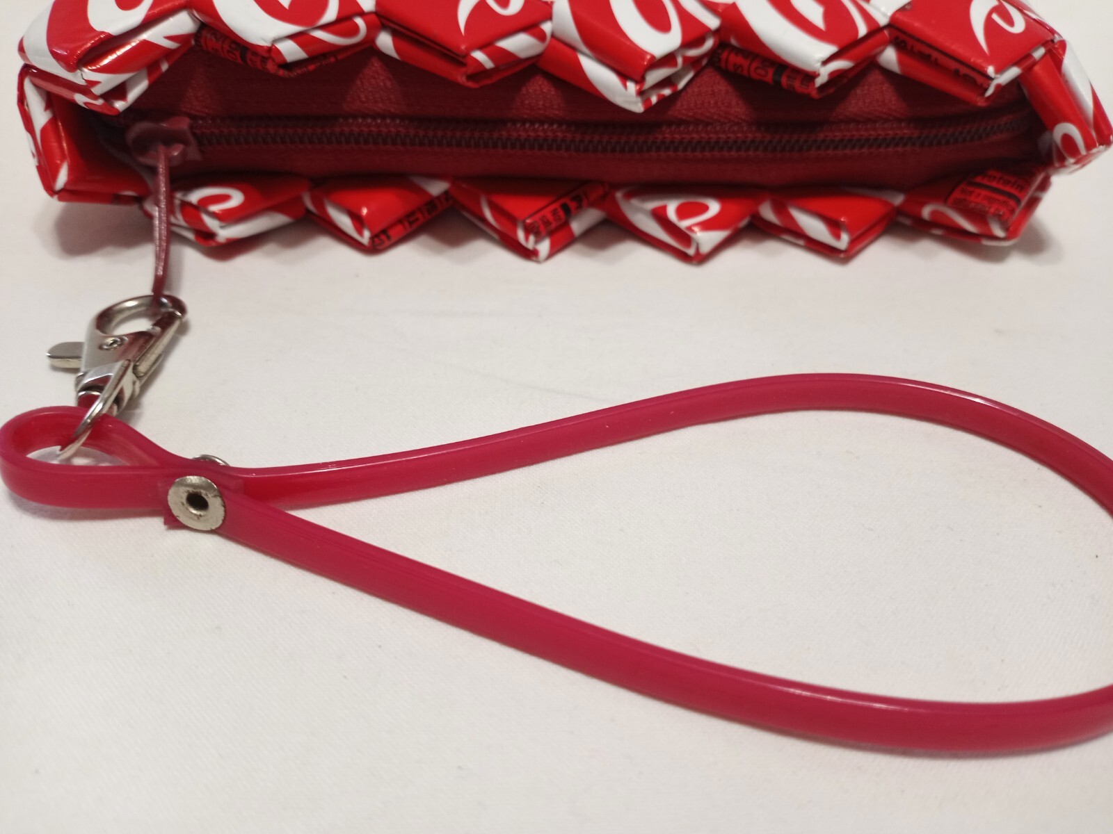 Zippered Pouch Woven Coca Cola Wrappers Wristlet Red … - Gem
