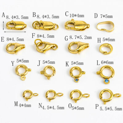 Real Pure 18K Yellow Gold Clasp Hooks Bracelet Necklace Connector ...