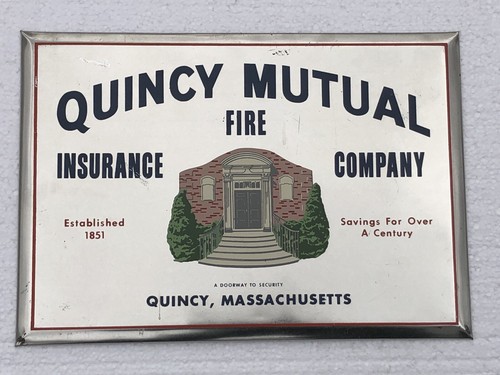 Quincy Mutual Fire Insurance Company Sign Standee Plaque | eBay