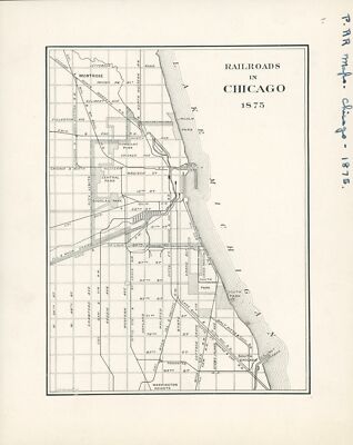 1875 Pennsylvania Railroad Original Glossy Railroads In Chicago Map PRR ...