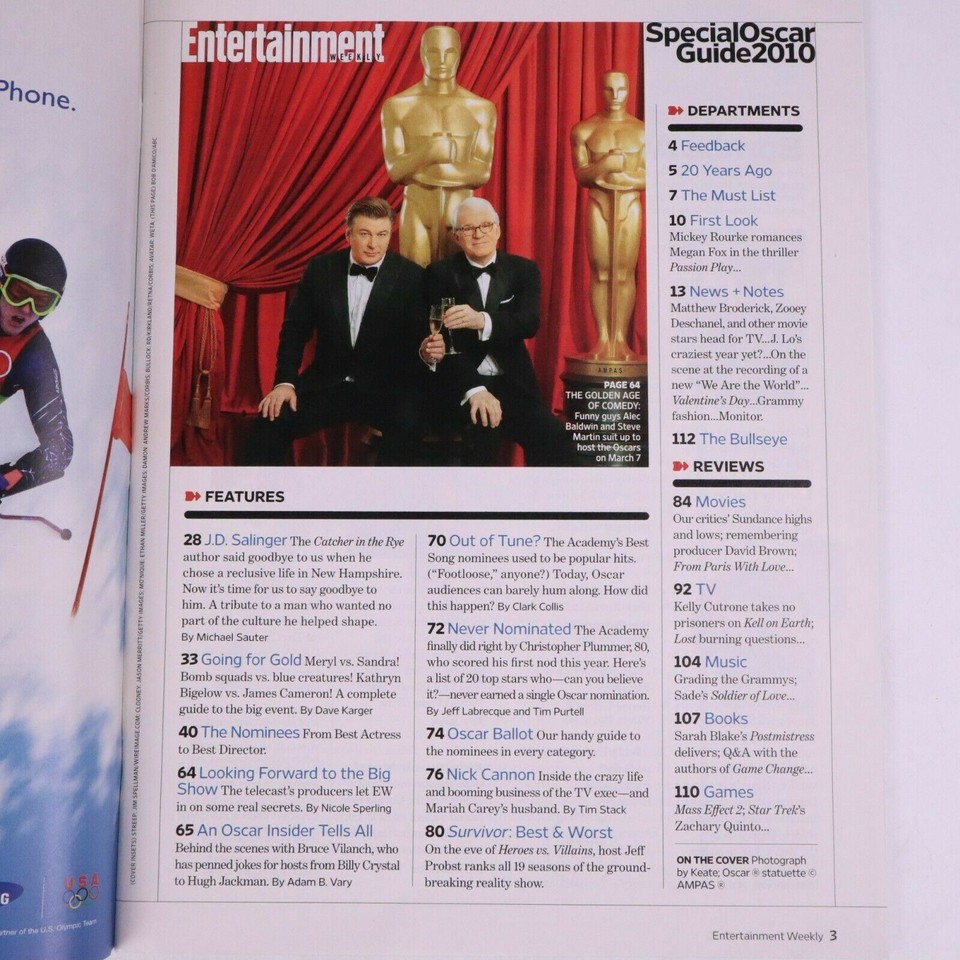 Entertainment Weekly February 12/19, 2010 Oscars Avatar Sandra Bullock ...