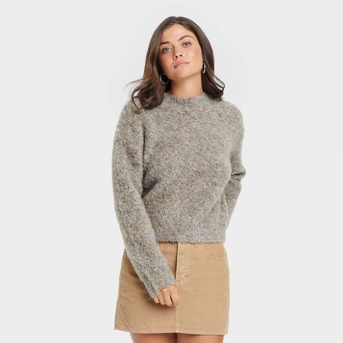 Women's Boucle Crewneck Pullover Sweater - Universal Thread Tan L | eBay