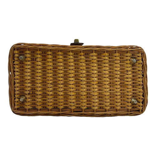 Vintage 60s 70s ETIENNE AIGNER Woven Wicker Leather Handbag Basket Bag ...
