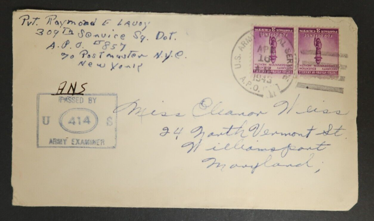 1943 VTG World War 2 WW2 Envelope Army Examiner US Army For Defense ...
