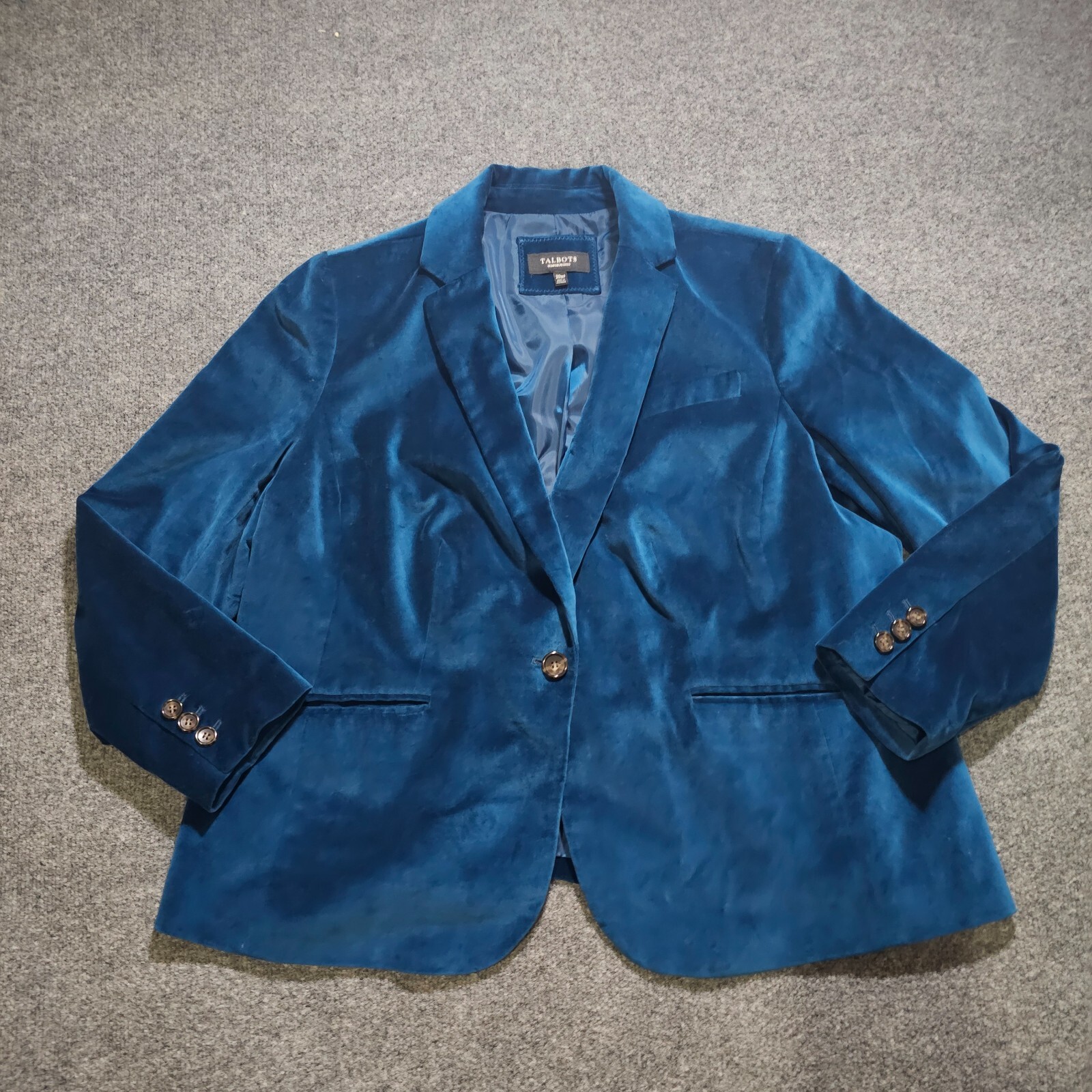 Talbots Jacket Blazer Womens 20W Petite Blue Velvet L… - Gem