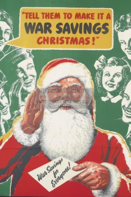 WAR SAVINGS CHRISTMAS! SANTA CLAUS SOLDIER WW2 FLYER 4X6 PHOTO POSTCARD ...