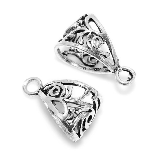 30 Pcs 20X10mm Bali LOOP Pendant Bail OXIDISED Silver Plated Jewelry ...