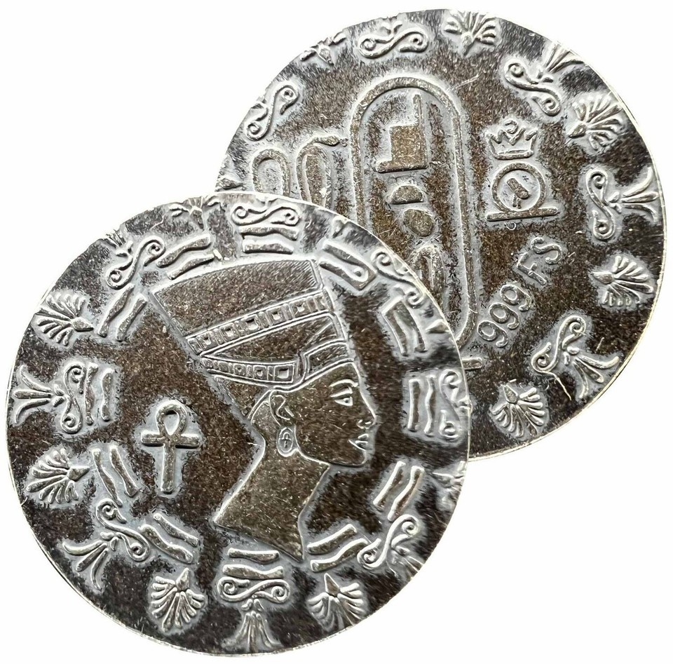 1/10 oz .999 Pure Silver Round Bullion Egyptian Queen Nefertiti UNC. #2 ...