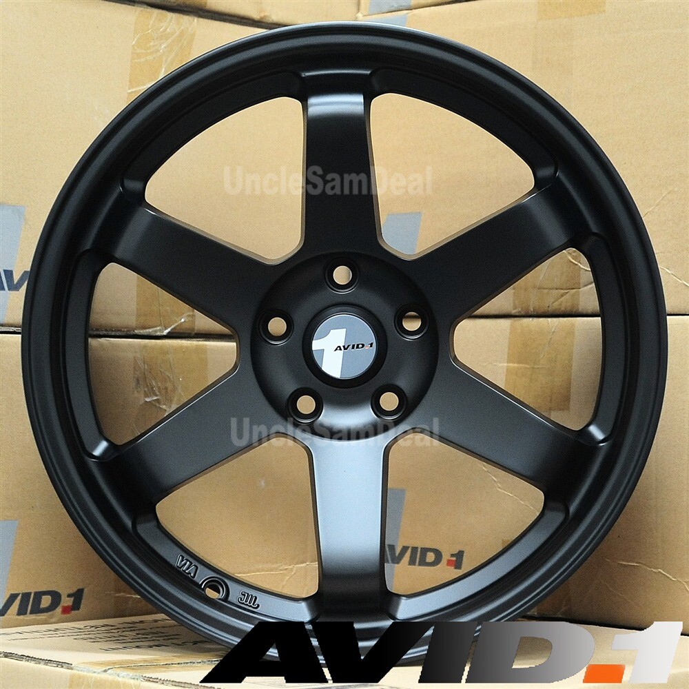 18" 18x9.5 5x114.3 +38 AVID.1 AV-06 MATTE BLACK 6 SPOKES SPORT WHEELS ...