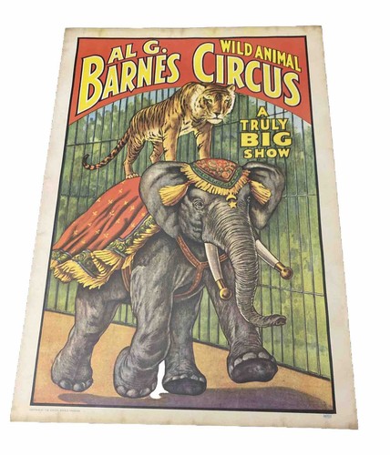 Vintage Rare Al G. Barnes Wild Animal Circus Poster Dated 1960 19”HX13 ...