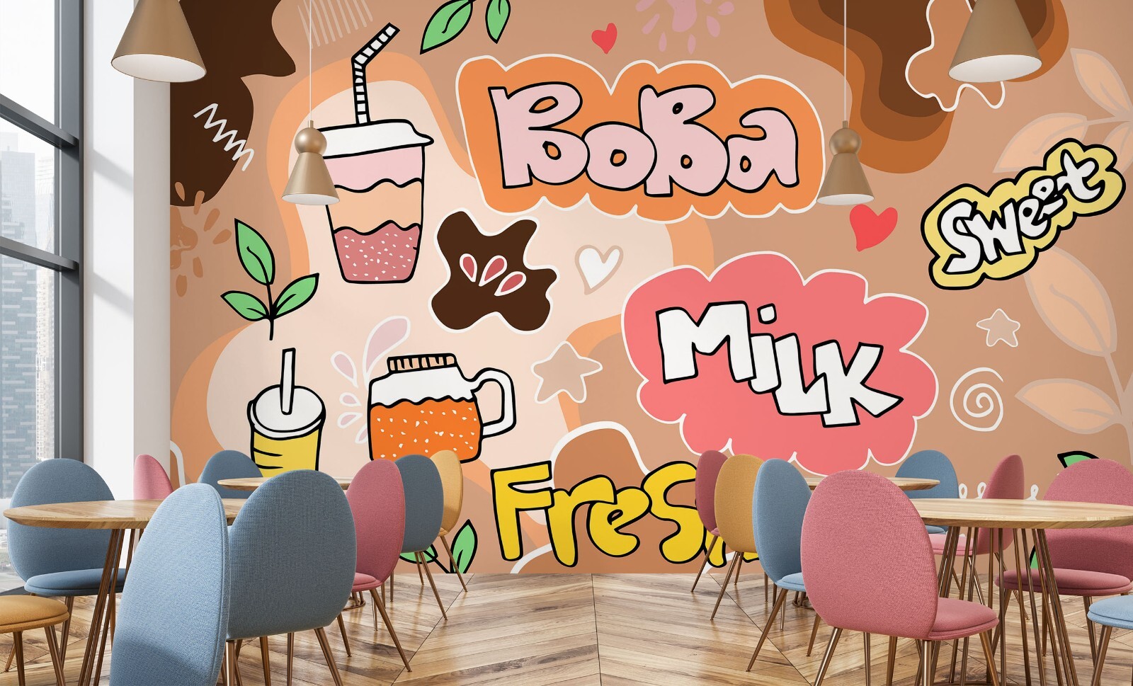 3D Boba Bubble Tea A6287 Business Wallpaper Wall Murals Self-adhesive ...