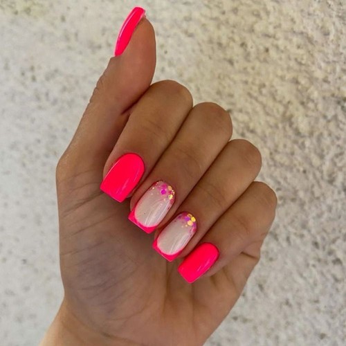 Rose Red French Fake Nials Aurora Crush Flowers Press on Nails Nail ...