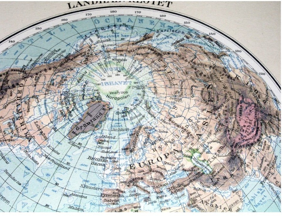 1926 ORIGINAL VINTAGE MAP OF THE WORLD GLOBES HEMISPHERES AMERICA ...