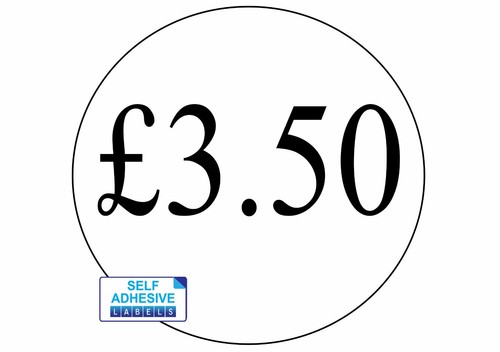 250 Retail Price Labels / stickers 50p - £10 Self Adhesive Labels, Perm ...