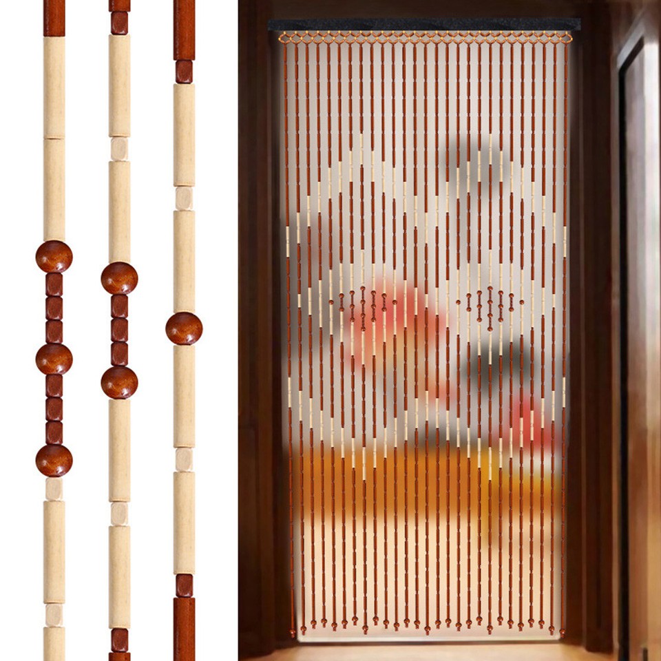 Wooden Beaded Bamboo Door Curtain Hanging Fly Screen Blind Divider Room ...