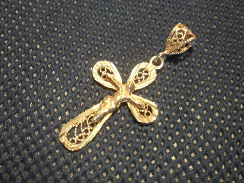 14K YELLOW GOLD PRETTY FILIGREE CHRISTIAN CRUCIFIX JESUS CROSS 1.6 ...