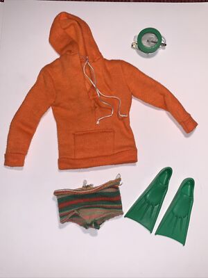 Vintage Ken Skin Diver Outfit 1406 Mattel Barbie 1964 Mask Flippers ...