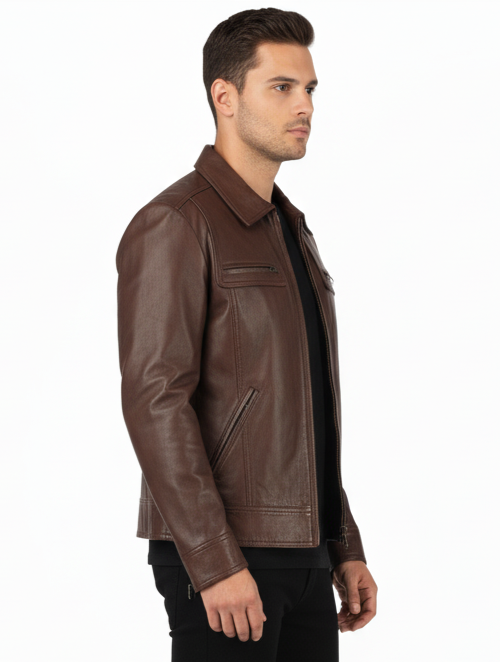 Charlie London Lynch Vintage Brown Cowhide Leather Jacket Biker Style ...
