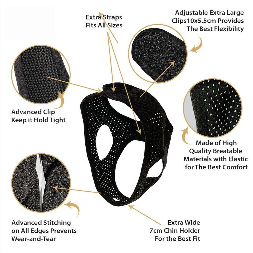 2x Anti Snoring Chin Strap Sleep Solution Apnea Snore Stop Belt ...