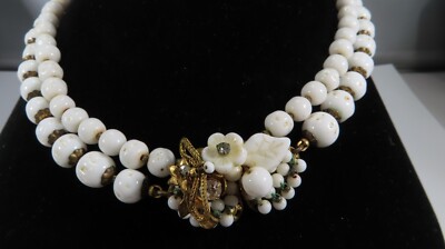 RARE Vintage De Mario glamour White bead necklace | eBay