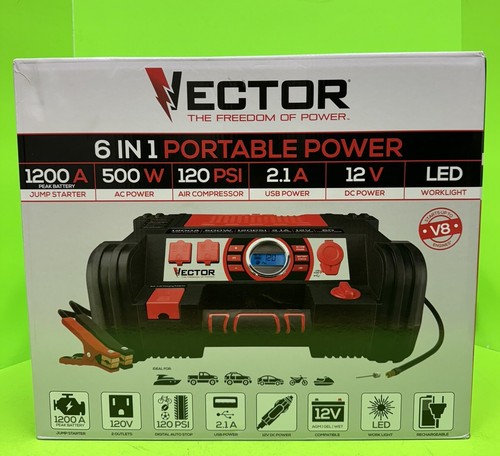 Vector 6 in 1..1200 Peak Amp Portable Car Jump Starter/portable Power ...