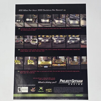 Project Gotham Racing PGR Microsoft Xbox Screenshots Print Ad/Poster Promo Art | eBay