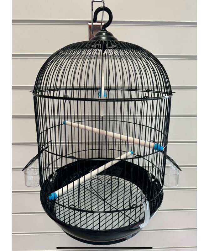 Round Bird Cage, Parakeet Cage H52.5cm X W33.5cm Budgie, Canary - Black ...