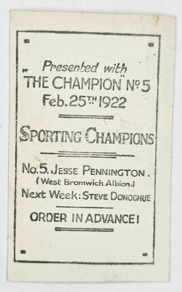 1922-23 The Champion Sporting Champions #5 JESSE PENNINGTON (A) | eBay