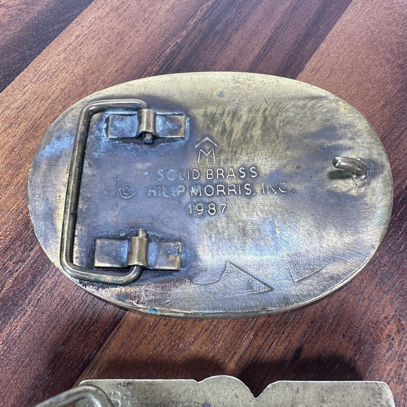 1987 & 1978 Solid Brass Belt Buckles Philip Morris Ma… - Gem