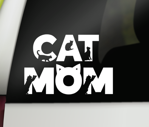 Cat Mom Decal, Cute Cat Decal, Cat Sticker, Cat Vinyl Decal, Cat Mom ...