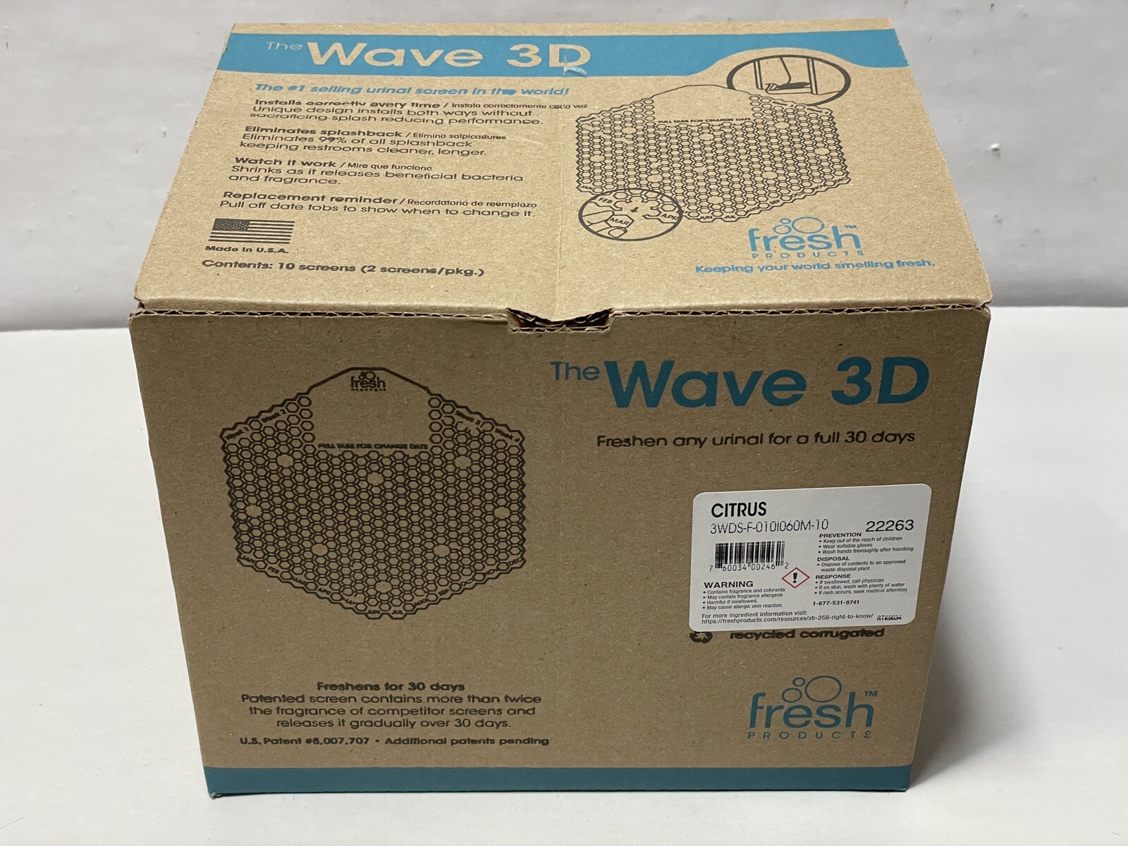 FRESH PRODUCTS The Wave 3D Urinal Screens Citrus 3WDS-F-010I060M-10 ...